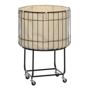 deco 79 metal round storage cart with wheels, 19" x 19" x 26", black