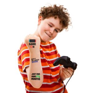 FashionTats Video Gamer Temporary Tattoos | Pack of 36 | MADE IN THE USA | Skin Safe | Party Supplies & Favors | Removable