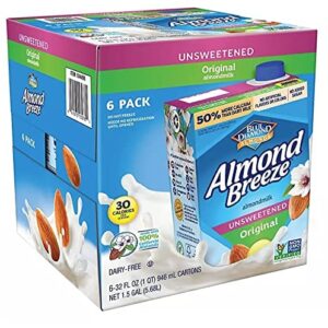 Almond Breeze Dairy Free Almondmilk Unsweetened Original 32 Oz Boxes, 6 Count