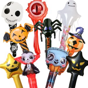 halloween inflatables treats toys 10pcs for kids party favors hand hold balloon nightmare before christmas toys skeleton spider pumpkin vampire zombie ghost bat outdoor games party supplies