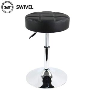 FURWOO Stool Round Thick Padded Cushion Leather Shop Stool Height Adjustable Stool Counter Stool Swivel Desk Stool Chair for Office Home Bar Stool Salon Stool(Black)