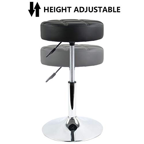 FURWOO Stool Round Thick Padded Cushion Leather Shop Stool Height Adjustable Stool Counter Stool Swivel Desk Stool Chair for Office Home Bar Stool Salon Stool(Black)