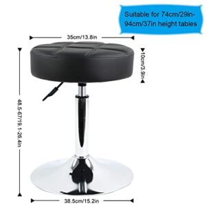 FURWOO Stool Round Thick Padded Cushion Leather Shop Stool Height Adjustable Stool Counter Stool Swivel Desk Stool Chair for Office Home Bar Stool Salon Stool(Black)