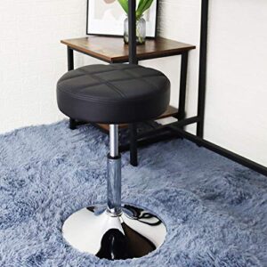 FURWOO Stool Round Thick Padded Cushion Leather Shop Stool Height Adjustable Stool Counter Stool Swivel Desk Stool Chair for Office Home Bar Stool Salon Stool(Black)