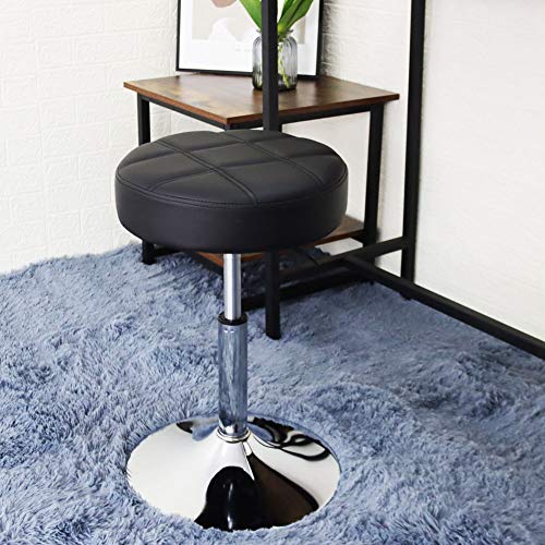 FURWOO Stool Round Thick Padded Cushion Leather Shop Stool Height Adjustable Stool Counter Stool Swivel Desk Stool Chair for Office Home Bar Stool Salon Stool(Black)