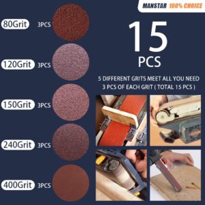 15 Pcs 4 x 24 Inch Assorted Aluminum Oxide Sanding Belt,80/120/150/240/400 Grit