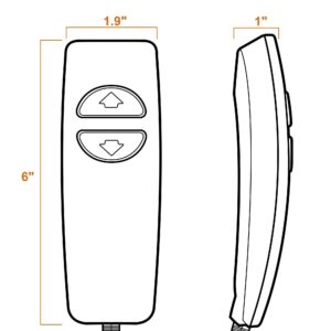 Hommoat Hand Remote Control for Power Lift Chair & Power Recliner, Replacement Remote Handset with 5 Pin, 2 Lighted Buttons CD001 (Black)