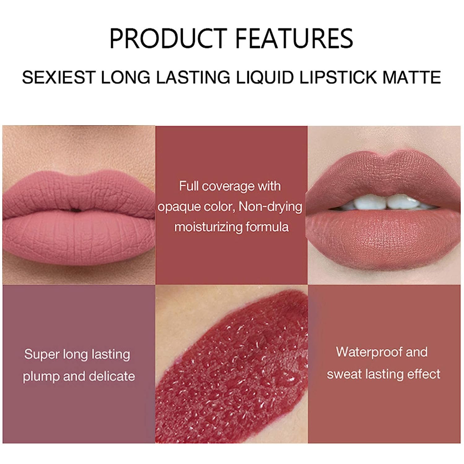 MAEPEOR Matte Liquid Lipstick 6PCS Nude Velvety Lip Gloss Kit Long-Lasting Wear Non-Stick Cup and Not Fade Lipstick Set for Warm or Cool Undertone (Nude Series, 6PCS-E)