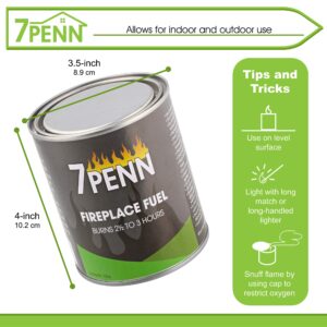 7Penn Gel Fireplace Fuel Cans, 13oz - 12 Pack Fire Pit Gel Fuel Cans for Fireplace, Fire Bowls, and Chafing Dishes