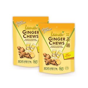 prince of peace ginger chews with lemon, 4 oz. ? candied ginger ? lemon candy ? lemon ginger chews ? natural candy ? ginger candy - 2 pack