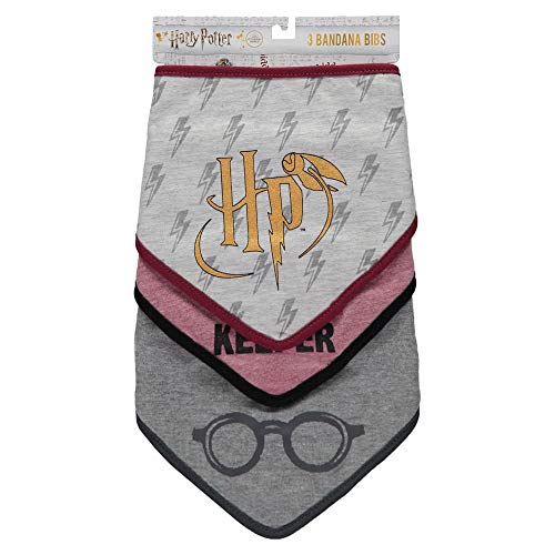 Harry Potter Baby Unisex Bandana Bibs Three Pack Baby Gift for Girls and Boys (Grey/Black/Charcoal)