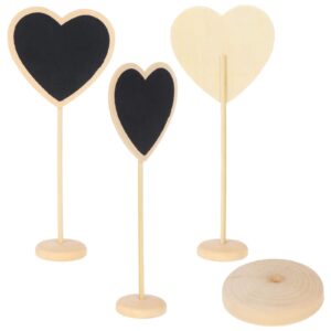 12Pcs Mini Heart Chalkboards Black Board with Stand for Message Board Signs Wood Small Chalkboard Signs for Wedding, Birthday Parties, Table Numbers, Food Signs and Special Event Decoration