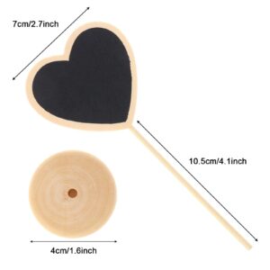 12Pcs Mini Heart Chalkboards Black Board with Stand for Message Board Signs Wood Small Chalkboard Signs for Wedding, Birthday Parties, Table Numbers, Food Signs and Special Event Decoration