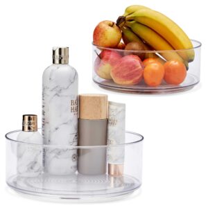 MATANA 9-Inch Clear Plastic Lazy Susan Organizer (2-Pack) Turntable Spice & Condiment Carousel for Kitchen, Bathroom, Cabinet, Fridge Storage