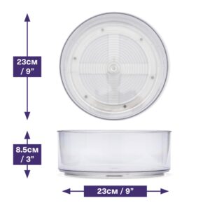 MATANA 9-Inch Clear Plastic Lazy Susan Organizer (2-Pack) Turntable Spice & Condiment Carousel for Kitchen, Bathroom, Cabinet, Fridge Storage