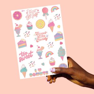 xo, Fetti Donut Party Valentine's Day Supplies Temporary Tattoos - 48 Glitter Styles | Dessert Birthday, Ice Cream, Cupcake, Candy, Vday