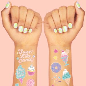 xo, Fetti Donut Party Valentine's Day Supplies Temporary Tattoos - 48 Glitter Styles | Dessert Birthday, Ice Cream, Cupcake, Candy, Vday