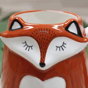 Mozacona 3d Ceramic Fox Relief Hand Painted Coffee Mug Milk Cup with Handle