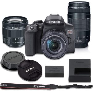 canon eos rebel t8i dslr camera with 18-55mm lens bundle + canon 75-300mm iii lens included with manufacturer accessories - 1 year canon usa warranty