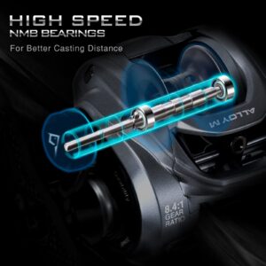 Piscifun Alloy M Baitcasting Fishing Reel, Aluminum Frame Baitcaster Reel, 22Lbs Max Drag 8.4:1 Gear Ratio Low Profile Fishing Reel, Saltwater/Freshwater Casting Reel (Left Handed)