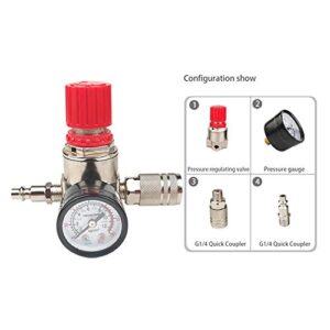 Air compressor pressure regulator 1/4" mini pressure gauge, double connection pressure regulator air compressor air pump accessories 180psi 12bar (three-way valve)