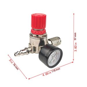 Air compressor pressure regulator 1/4" mini pressure gauge, double connection pressure regulator air compressor air pump accessories 180psi 12bar (three-way valve)