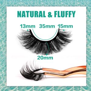 ALICROWN Mink Lashes Faux Wispy Natural Volume Lashes Pack 5D Fluffy Crossed False Eyelashes Full Handmade 5 Pairs Lashes