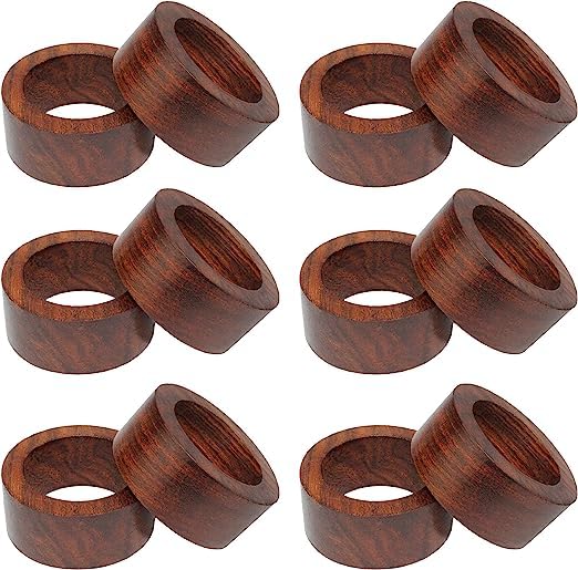 Divine glance Napkin Rings Dining Table Napkin Holder, Classic Everyday Use Thanksgiving, Christmas Napkin Rings Buckles,Festive Party Gift Farmhouse for Table (Set of 12, Brown)