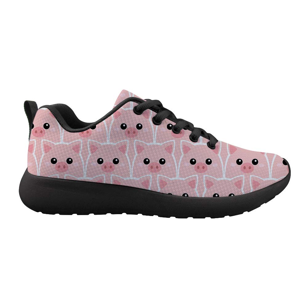 HUISEFOR Designed Cute Pig Running Shoes Fashion Outdoor Shoes Foot Support, Comfort Jogging Shoes Walking Assistant for Women, Easy to Wash, Pink Women Size 8