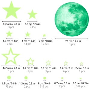 Glow in The Dark Stars for Ceiling,Glow in The Dark Stars and Moon Wall Decals, 1108 Pcs Ceiling Stars Glow in The Dark Kids Wall Decors, Perfect for Kids Nursery Bedroom Living Room(Sky Blue) (Green)