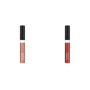 wet n wild megaslicks lip gloss, rose gold, 0.19 ounce with megaslicks lip gloss, red sensation, 0.19 ounce