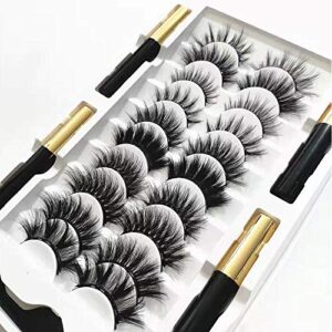 DAODER Magnetic Eyelashes Magnetic Lashes with 4 Tubes Eyeliner Kit 6 Magnets Natural Dramatic Lashes Mixed Wispy Long False Eyelashes Reusable 10 Pairs