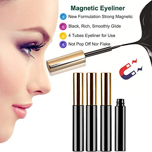 DAODER Magnetic Eyelashes Magnetic Lashes with 4 Tubes Eyeliner Kit 6 Magnets Natural Dramatic Lashes Mixed Wispy Long False Eyelashes Reusable 10 Pairs