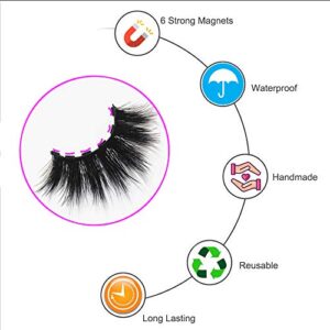 DAODER Magnetic Eyelashes Magnetic Lashes with 4 Tubes Eyeliner Kit 6 Magnets Natural Dramatic Lashes Mixed Wispy Long False Eyelashes Reusable 10 Pairs