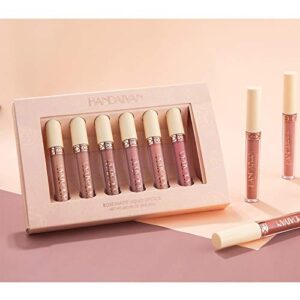 BONNIE CHOICE 6Pcs Nude Matte Liquid Lipstick Set, Waterproof Long Lasting Non-Stick Cup Nude Lipstick 24 Hour Not Fade Matte Lipstick Professional Lip Gloss Makeup Mother's Day Gift Sets for Women