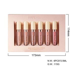 BONNIE CHOICE 6Pcs Nude Matte Liquid Lipstick Set, Waterproof Long Lasting Non-Stick Cup Nude Lipstick 24 Hour Not Fade Matte Lipstick Professional Lip Gloss Makeup Mother's Day Gift Sets for Women