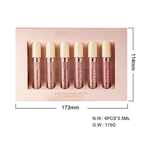 BONNIE CHOICE 6Pcs Nude Matte Liquid Lipstick Set, Waterproof Long Lasting Non-Stick Cup Nude Lipstick 24 Hour Not Fade Matte Lipstick Professional Lip Gloss Makeup Mother's Day Gift Sets for Women