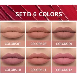 BONNIE CHOICE 6Pcs Nude Matte Liquid Lipstick Set, Waterproof Long Lasting Non-Stick Cup Nude Lipstick 24 Hour Not Fade Matte Lipstick Professional Lip Gloss Makeup Mother's Day Gift Sets for Women