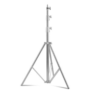 SUPON Stainless Steel Light Stand 110" /2.8m, Spring Cushioned Heavy Duty Tripod Stand with 1/4-inch to 3/8-inch Universal Adapter for Studio Monolight Softbox Reflector Photography Portrait Video