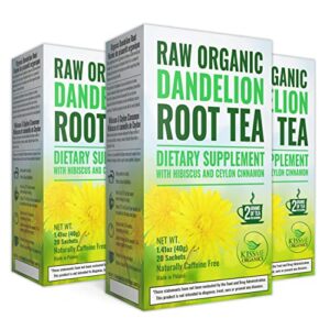 dandelion root tea detox tea - raw organic vitamin rich digestive (dandelion root, 20 count (pack of 3))