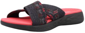 skechers women's on-the- go 600-monarch charcoal/hot pink slide sandal 8 m us