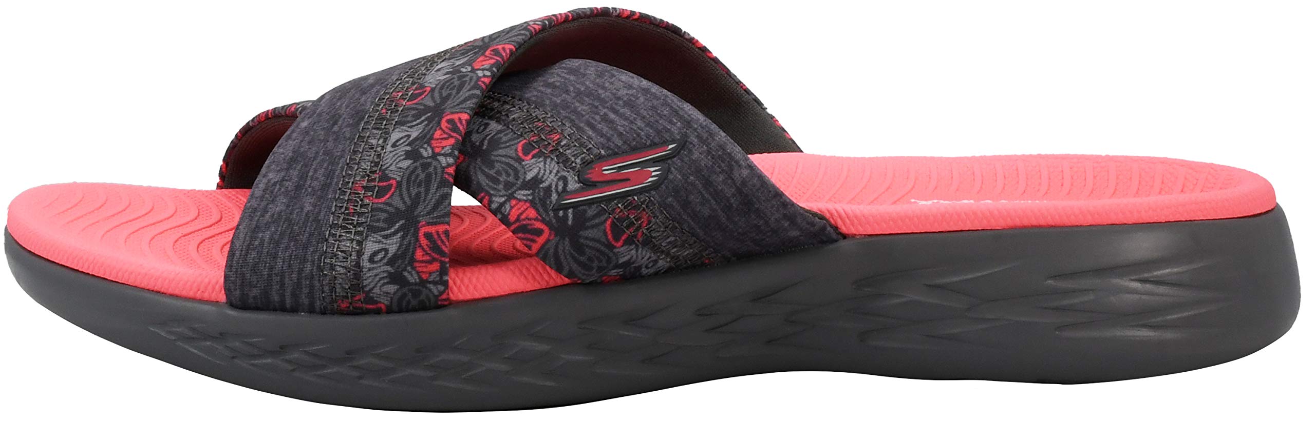 Skechers Women's On-The- Go 600-Monarch Charcoal/Hot Pink Slide Sandal 8 M US