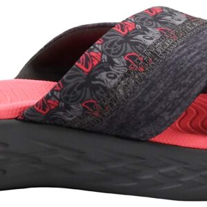 Skechers Women's On-The- Go 600-Monarch Charcoal/Hot Pink Slide Sandal 8 M US