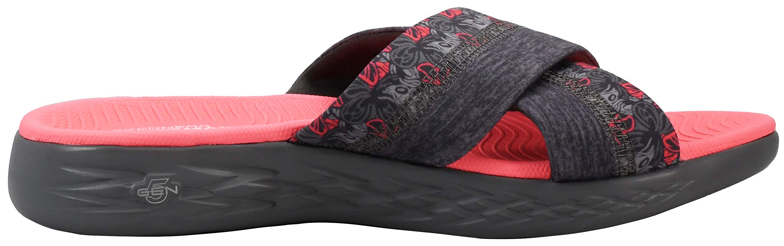 Skechers Women's On-The- Go 600-Monarch Charcoal/Hot Pink Slide Sandal 8 M US