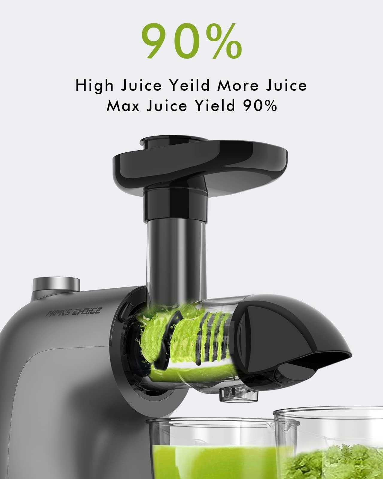 Efficient Masticating Juicer, Easy-to-Clean Cold Press Machine with Reverse Function, High Yield, BPA-free, Enjoy Fast Juice Experience for Nutrient-Rich Fruits & Veggies, Green