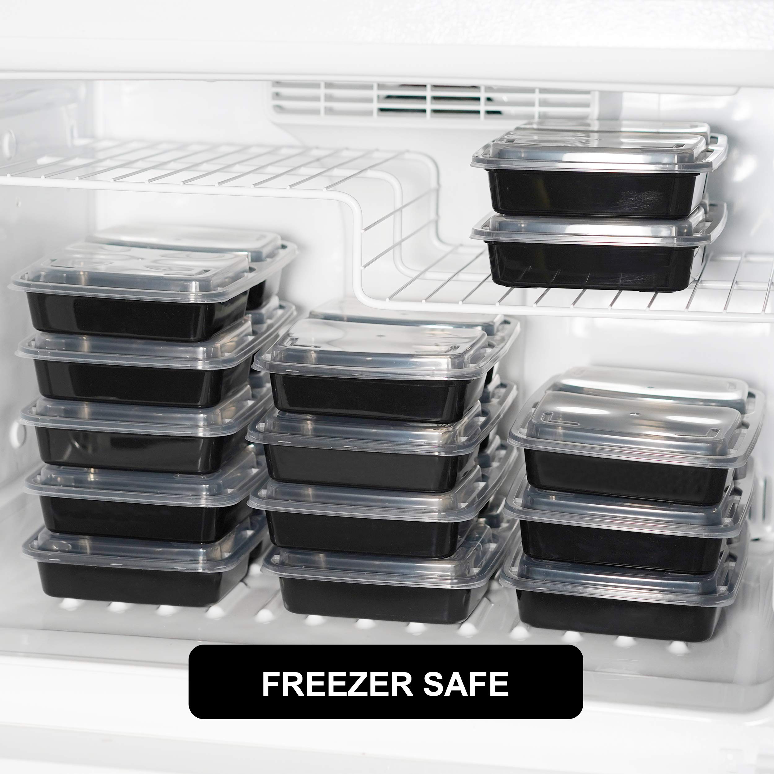 Freshware Meal Prep Containers [50 Pack] 2 Compartment with Lids, Food Storage Containers, Bento Box, BPA Free, Stackable, Microwave/Dishwasher/Freezer Safe (28 oz)