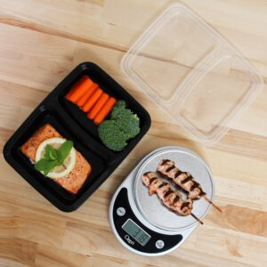 Freshware Meal Prep Containers [50 Pack] 2 Compartment with Lids, Food Storage Containers, Bento Box, BPA Free, Stackable, Microwave/Dishwasher/Freezer Safe (28 oz)