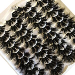 Pooplunch False Eyelashes 25MM Faux Mink Lashes 20 Pairs Pack Fluffy Dramatic Long Thick Fake Eye Lashes Wholesale Bulk