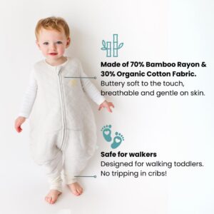 Tealbee Dreamsuit: Toddler Sleep Sack with Feet 12-18 months, 18-24 months - 1.2 TOG All Season Baby Wearable Blanket for Walkers - Rayon made from Bamboo, Organic Cotton Sleep Bag (12m-2T) - Sunshine