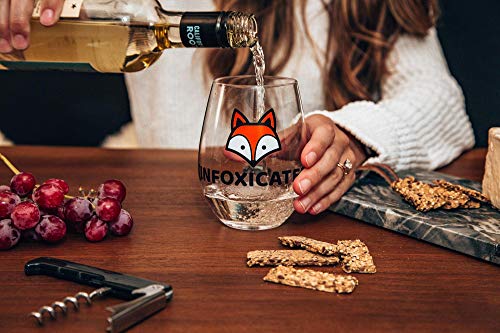 "Infoxicated" Oversized Stemless Wine Glass | Holds 20 Ounces